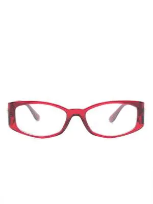 Versace Medusa Plaque Rectangle Frame Glasses - Red