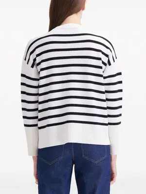 Oscar De La Renta Gardenia Striped Threadwork Jumper