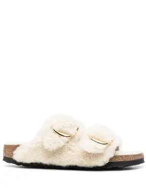 BIRKENSTOCK Arizona Big Buckle Shearling Sandals - Neutrals