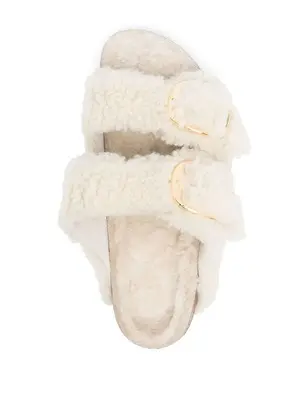 BIRKENSTOCK Arizona Big Buckle Shearling Sandals - Neutrals