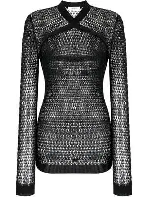 Off-White Metallic-threading Open-knit Jumper