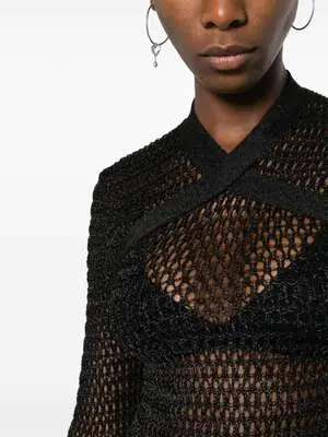 Off-White Metallic-threading Open-knit Jumper