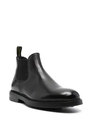 DOUCAL'S Round-toe Leather Boots - Black