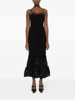 Off-White Eyelet-embellished Flared Maxi Dress