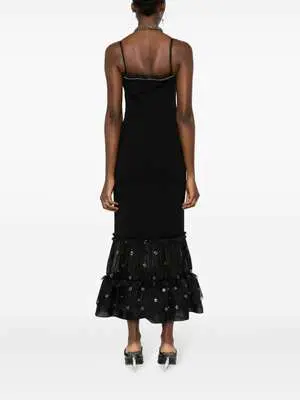 Off-White Eyelet-embellished Flared Maxi Dress