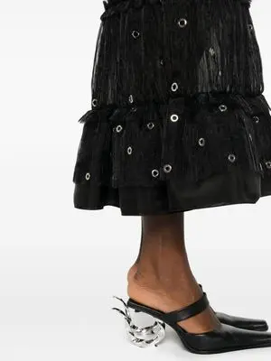 Off-White Eyelet-embellished Flared Maxi Dress