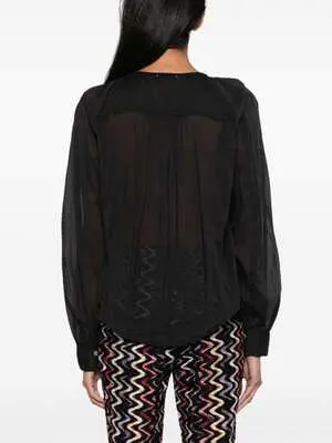 FORTE_FORTE Gathered Voile Blouse - Black