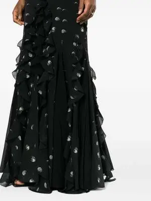 Off-White Moon-print Ruffled Maxi Dress