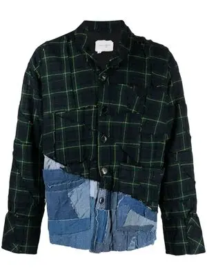 GREG LAUREN Patchwork Cotton Shirt Jacket