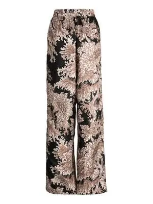 Biyan Floral-print Silk Palazzo Trousers - Brown