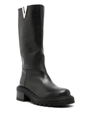 VIA ROMA 15 70mm Vlogo Leather Boots