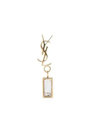 Saint Laurent Engraved-logo Crystal-embellished Earring - Gold