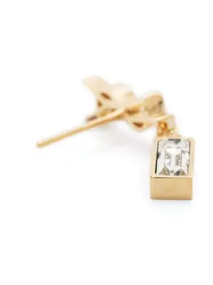 Saint Laurent Engraved-logo Crystal-embellished Earring - Gold