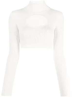 COURREGES Logo-embroidered Cut-out Jumper - White