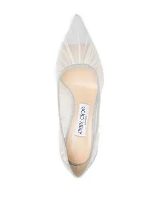 JIMMY CHOO Love 65mm Glitter Mesh Pumps - Silver