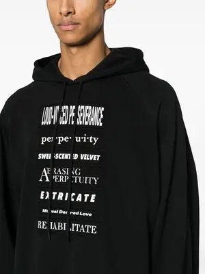 Raf Simons X Fred Perry Slogan-Patches Cotton Hoodie In Black - 20