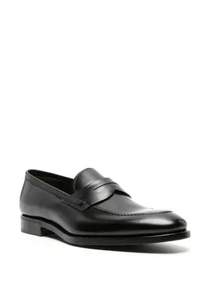 HENDERSON BARACCO Penny-slot Leather Loafers - Black
