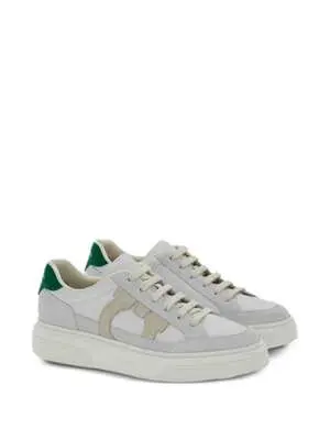 FERRAGAMO Gancini-patch Calfskin Sneakers - White