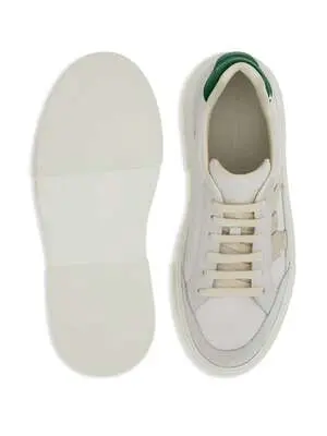 FERRAGAMO Gancini-patch Calfskin Sneakers - White