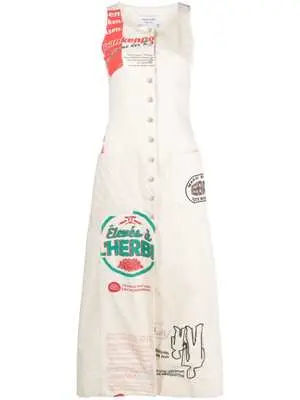MARINE SERRE Regenerated Canvas Midi Dress - Neutrals