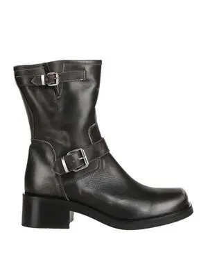 LEMARÉ Leather Biker Ankle Boots With Buckle Detail