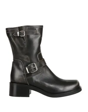 LEMARÉ Leather Biker Ankle Boots With Buckle Detail