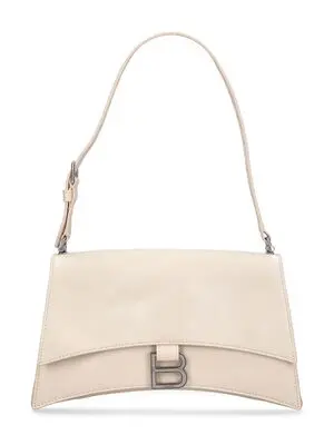 Balenciaga BALENCIAGA Small Crush Sling Leather Shoulder Bag - Ecru