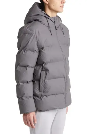 Rains Alta Waterproof Hooded Puffer Jacket - Grey