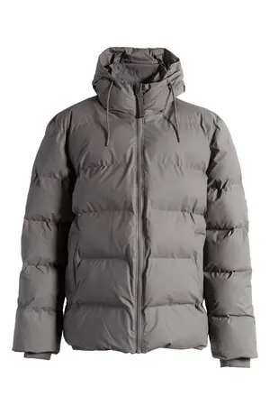 Rains Alta Waterproof Hooded Puffer Jacket - Grey