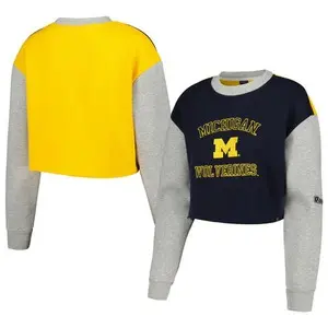 HYPE AND VICE Michigan Wolverines Colorblock Rookie Crew Pullover Sweatshirt
