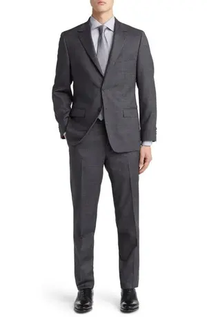 DANIEL HECHTER Norris Plaid Wool Suit - Grey