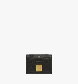 Mcm Tracy Wallet In Embossed Monogram Leather - Black