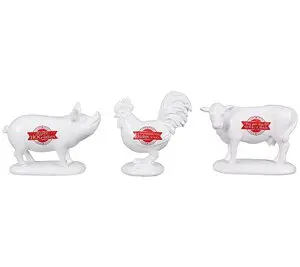 YOUNG'S INC. Young's Set Of 3 Resin Country Christmas Tablet Op Animals - One-color
