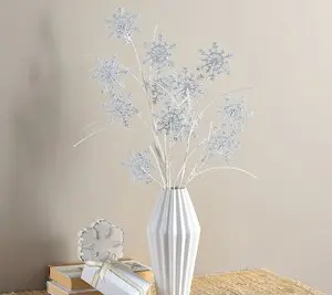 VALERIE PARR HILL Set Of 6 Glittered Snowflake Stems Valerie - One-color