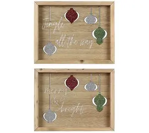 YOUNG'S INC. Young's Set Of 2 Christmas Ornament Design Tabl Etop/wall Signs - One-color