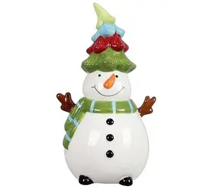 YOUNG'S INC. Young's Ceramic Colorful Christmas Snowman Figu Rine - One-color