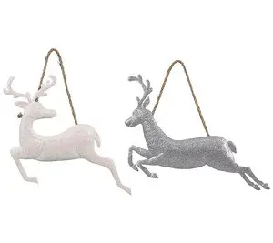 YOUNG'S INC. Young's Set Of 2 Frosty Winter Reindeer Metal W All Art - One-color