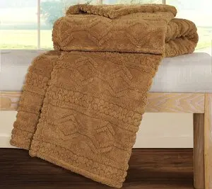 SUPERIOR Boho Knit Jacquard Fleece Fluffy Blank Et Throw - One-color