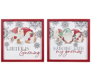 YOUNG'S INC. Young's Set Of 2 Winter Whimsy Tabletop/ Wall S Igns - One-color