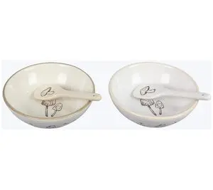 YOUNG'S INC. Young's Mushroom Design Bowl With Spreaders Set Of 2 - One-color