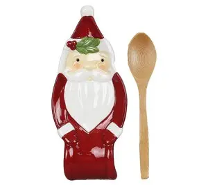 YOUNG'S INC. Young's Ceramic Colorful Christmas Old Santa Sp Oon Rest - One-color