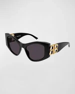 Balenciaga Acetate Cat-eye Sunglasses - Shiny Solid Black