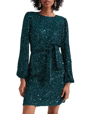 HOBBS LONDON Bette Tie-waist Sequin Dress