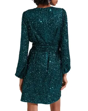 HOBBS LONDON Bette Tie-waist Sequin Dress