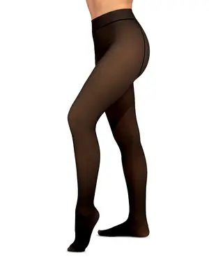 Hue Faux Sheer Fleece Tights - Black