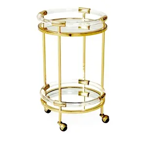 Jonathan Adler Jacques Round Bar Cart - Gold