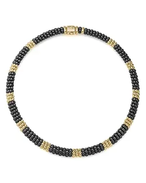 Lagos Caviar Collection Collar Necklace - Black/gold