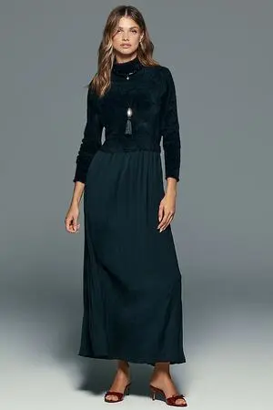 Anthropologie Thea Long-sleeve Eyelash Twofer Sweater Dress - Black
