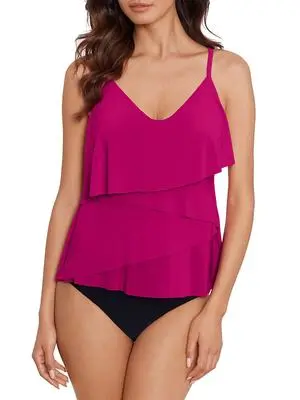 Magicsuit Solids Chloe Draped Tankini Top Ruby Red
