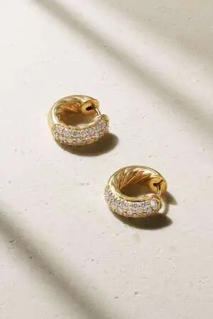 David Yurman Dy Mercer Micro Diamond Hoop Earrings